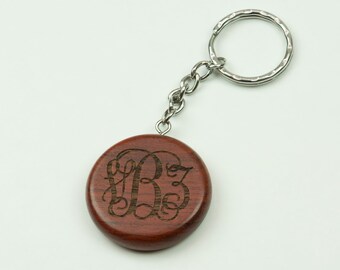 Rosewood Monogram Personalized Keychain with Engraving, Laser engraved ...