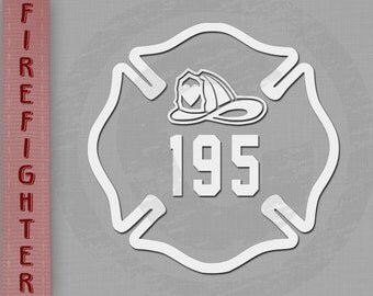 CUSTOM 4" inch Firefighter Decal w/ BADGE number { Perfect for a ...