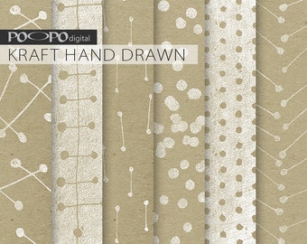 Digital paper brown honeycomb digital paper kraft gold gray