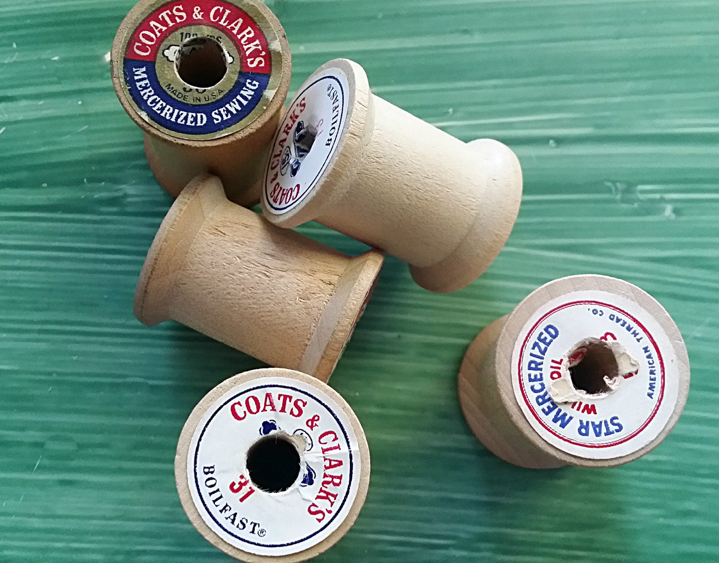 Vintage wooden spools. Antique medium wood by MasterfulMiscellany