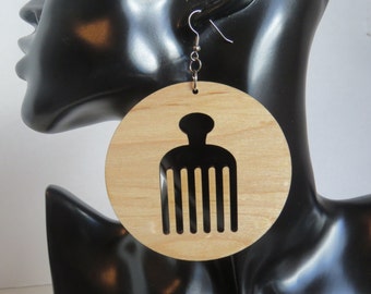 Wood hair pick | Etsy