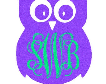 Popular items for owl monogram decal on Etsy