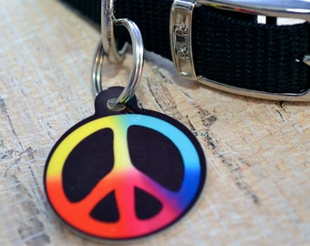 Peace sign dog tag | Etsy