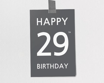 INSTANT DOWNLOAD - Happy 29th birthday card for him - Printable ...