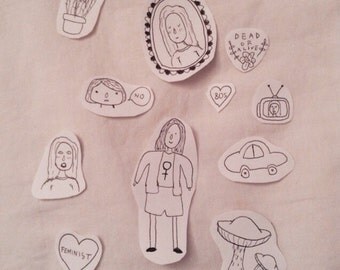 Popular items for hand drawn stickers on Etsy