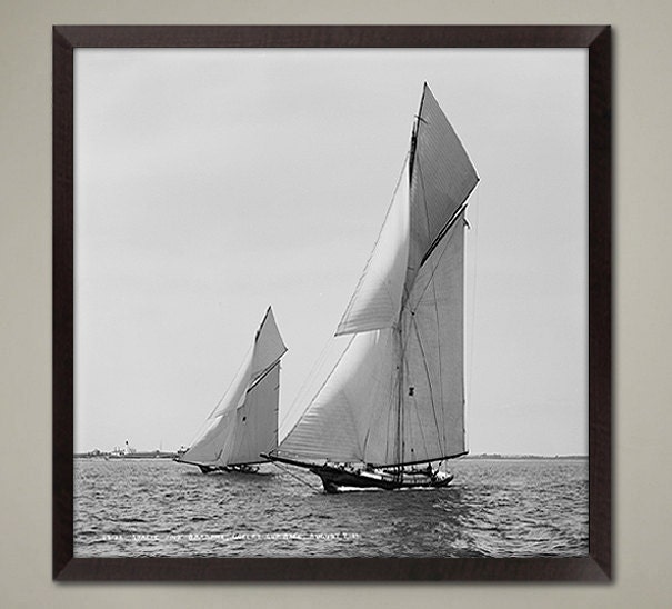 Vintage Sailboat Art Print classic Sloop Yacht in the late