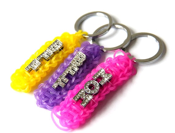 Items similar to Rainbow Loom Personalized keychain, Rubber band ...