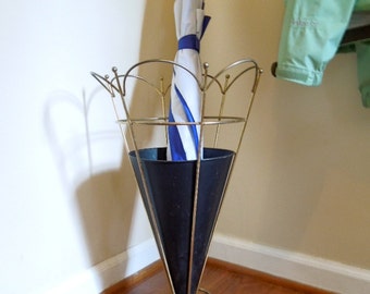 Vintage Metal Umbrella Stand - Brass & Tin