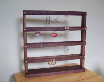 Rotating Earring Holder Stand Oak Wooden Jewelry Display 4