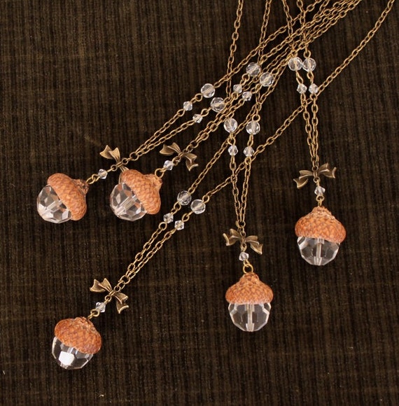 Items similar to Crystal Acorn Necklace on Etsy