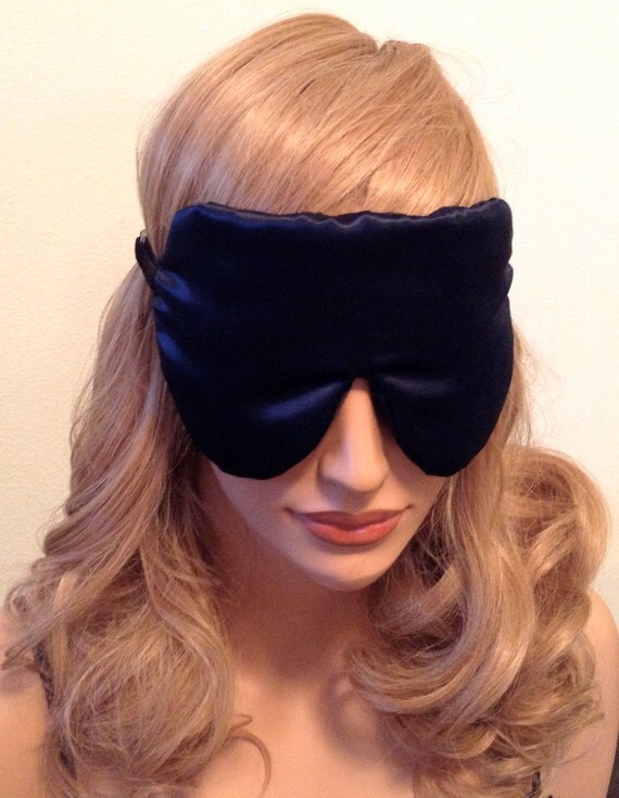 Silk Eye Mask Sleep Mask Navy Blue Charmeuse by AdorabellaBaby