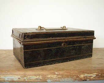 Vintage Metal Cash Box - Rustic Storage