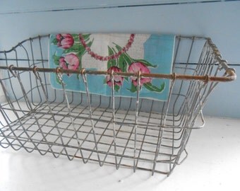Vintage Industrial Style Metal Wire Locker Basket Storage Basket
