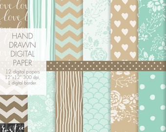 Mint green brown | Etsy