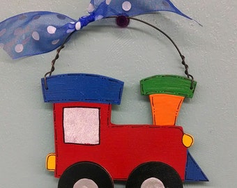 Personalized felt train Christmas ornament