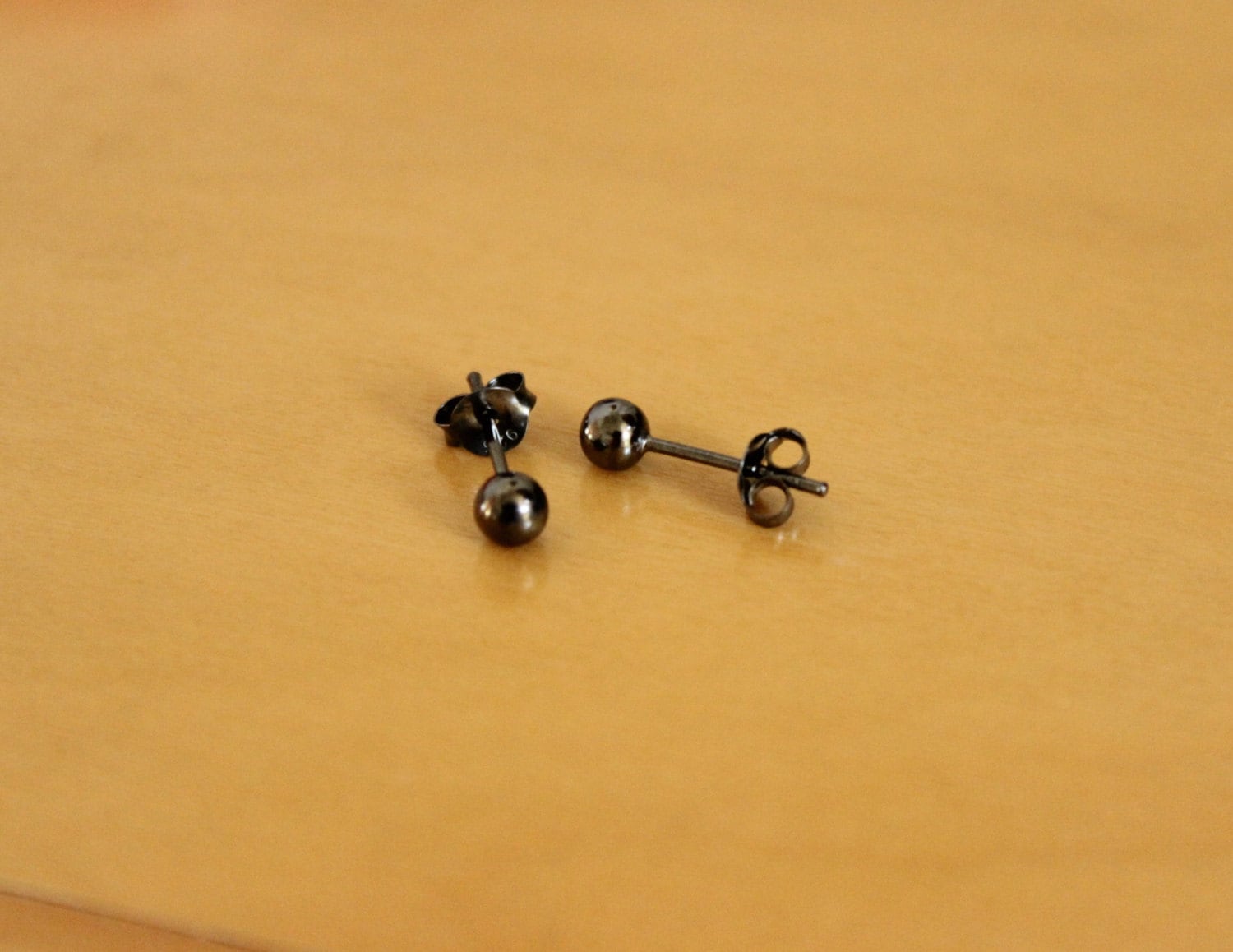 Black Stud Earrings 3mm Ball Earrings Tiny Ball Studs Black