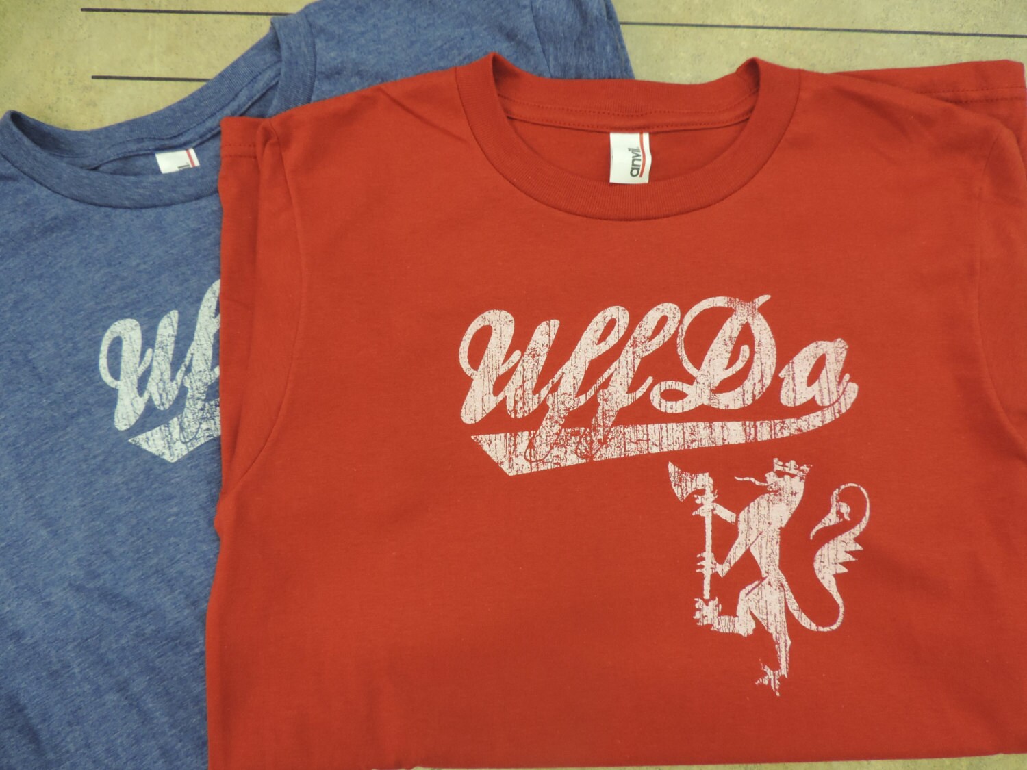 Vintage Uff Da t-shirt printed on Anvil Lightweight Fashion