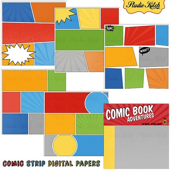 Comic Strip Digital Papers Scrapbooking Digital