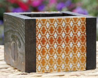 Perfect for Succulents - Small Wood Planter Box with Modern Fabric Designs