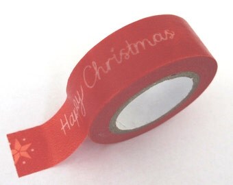 Red Christmas washi tape "Happy Christmas"