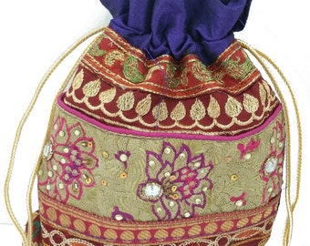 Handmade silk purse Thread work Patch work by UtsavHandicrafts