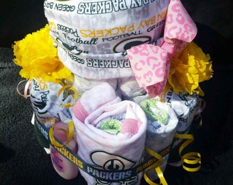 Greenbay Packers Diaper Cake for Baby Girl! Baby girl diaper cake ...
