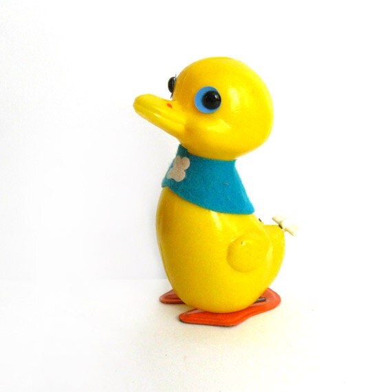 Vintage Wind up Toy Easter Duck large 5.5 Modern by ModandMint