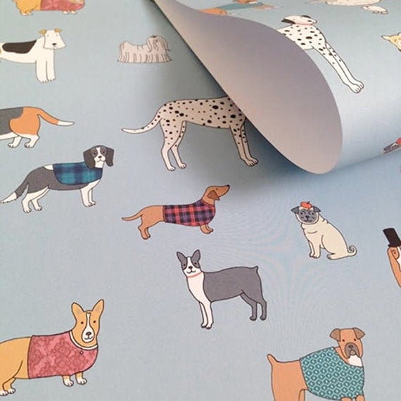 Dog Pattern Wrapping Paper by MaryKilvert on Etsy