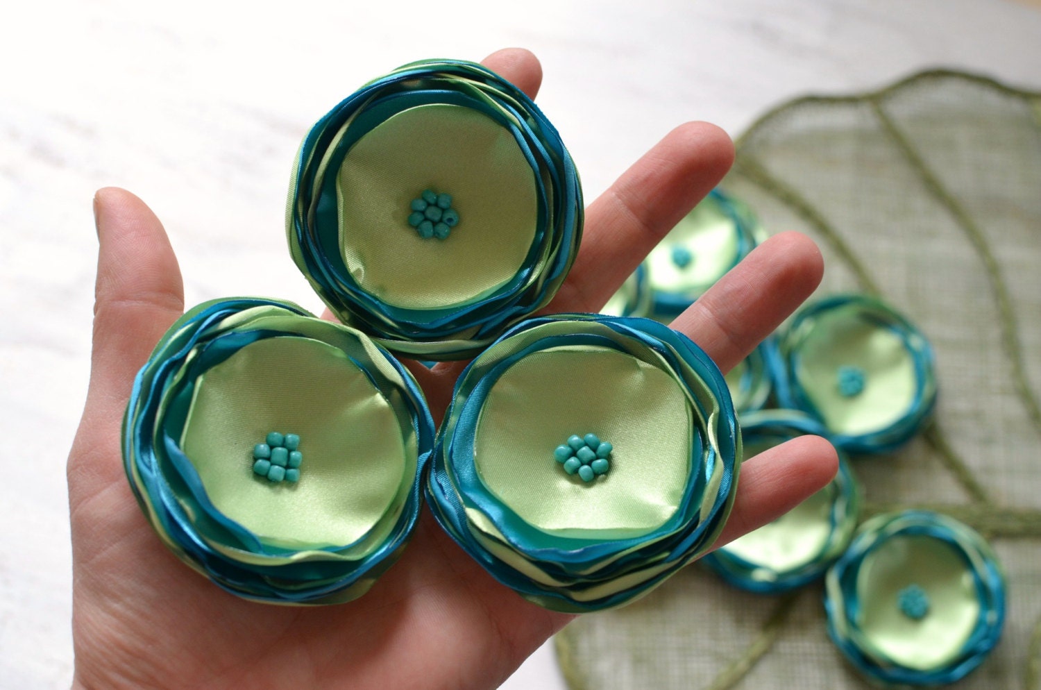 Handmade flower appliques embellishments floral appliques by Juja