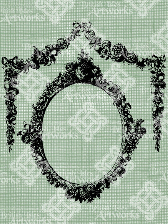 Digital Download Swag with Oval Frame Border Flourishes and