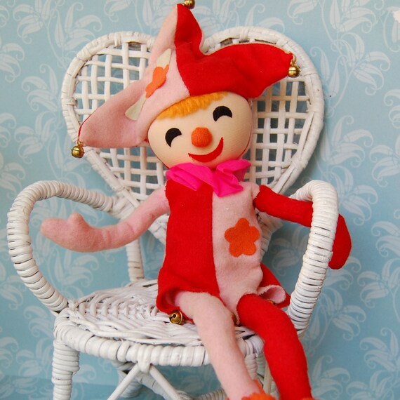 Vintage Jester Pose Doll Japan 1960s Large Red by FeraliaVintage