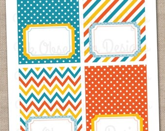 Items similar to Yellow Chevron and Gray Buffet Card Printable Labels ...