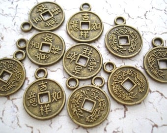 Bronze Chinese Good Luck Charms Coins Round