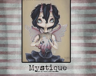 Gothic lowbrow art print -octopus fairy tentaclegoth big eye lowbrow ...