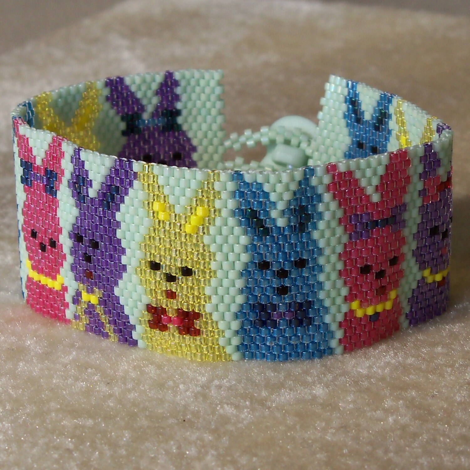 Bunnies on Parade Bracelet Pattern Peyote Pattern Easter