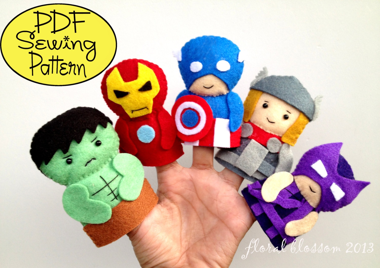 Digital Pattern: Superheroes Felt Finger Puppets