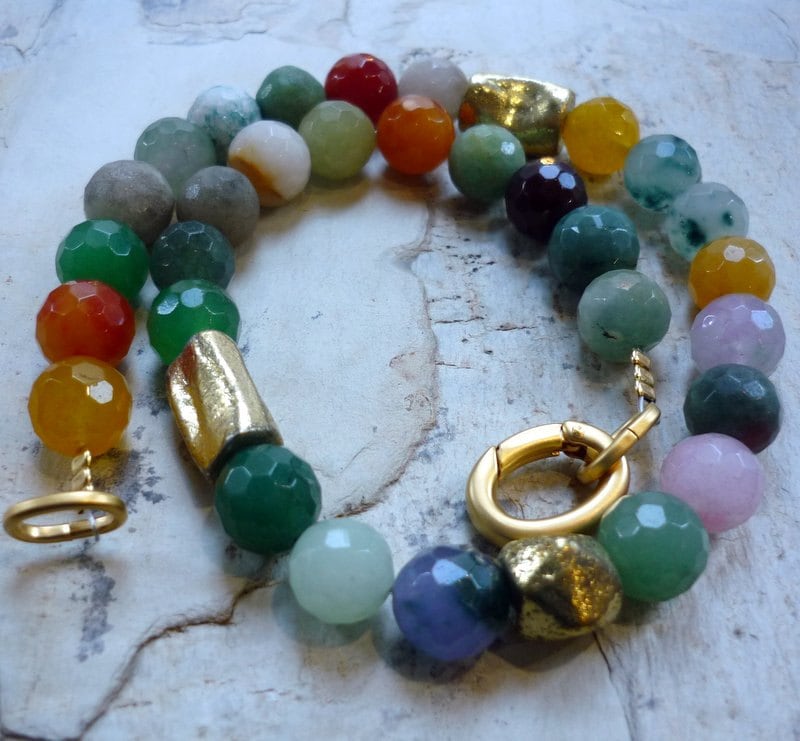 Bright Colors Necklace Colorful Agate Stones by Ellishshop on Etsy