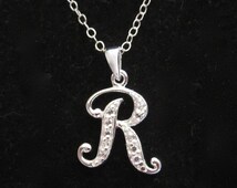 Unique letter r necklace related items | Etsy