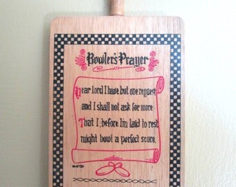 Bowler's Prayer Vintage Wooden Plaque Wall Hanging Collectible Bowling Gift