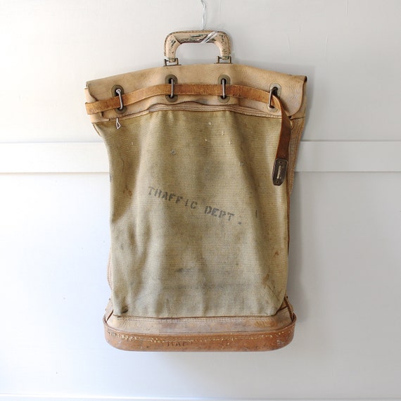 Vintage Canvas Leather Mail Bag