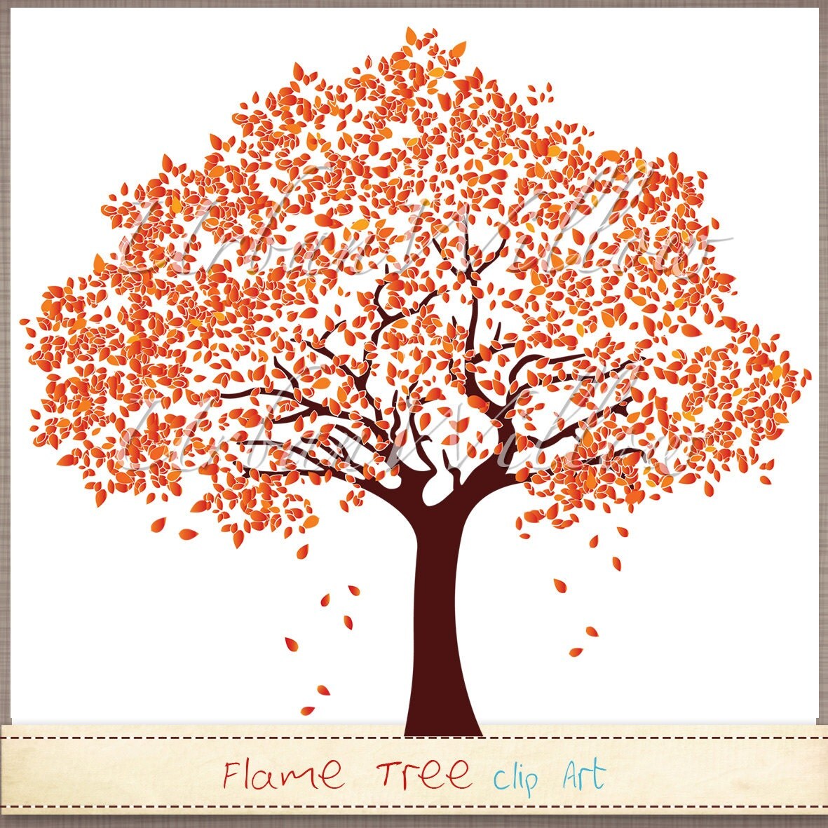 FLAME TREE Clip art image in 3 sizes. Png & Jpeg files.