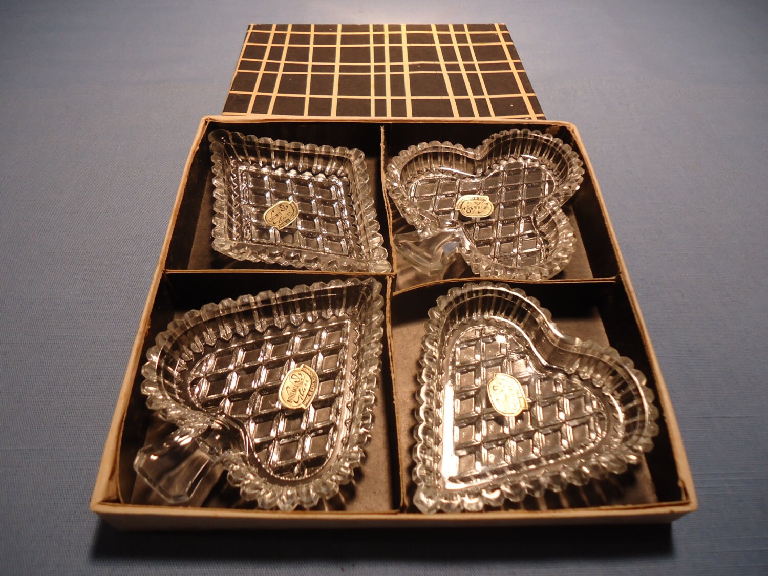 Vintage Bohemia Glass Nut Cups Shaped like Suits of Cards ...