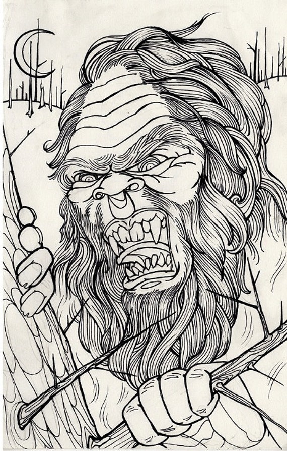 Items similar to sasquatch, bigfoot, cryptid, cryptozoology, horror art ...