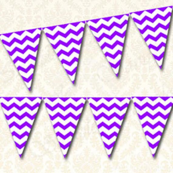 Items similar to Printable Chevron Banner, Purple Banner Pennant ...