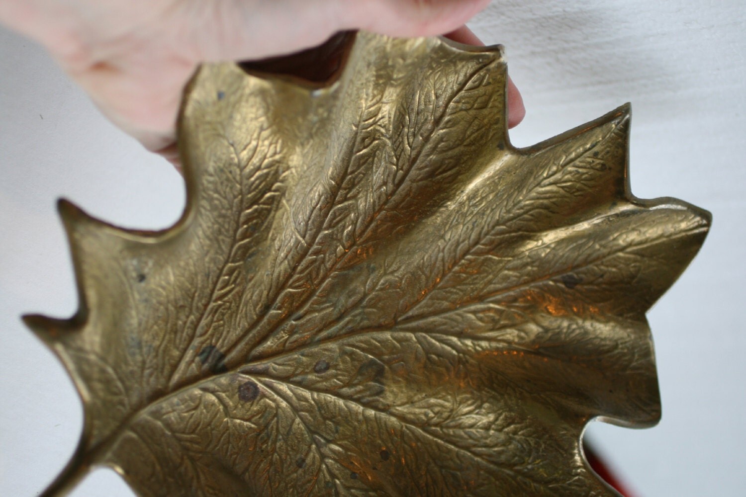 Vintage CAMBRON Brass Leaf Solid Brass Leaf Plate.