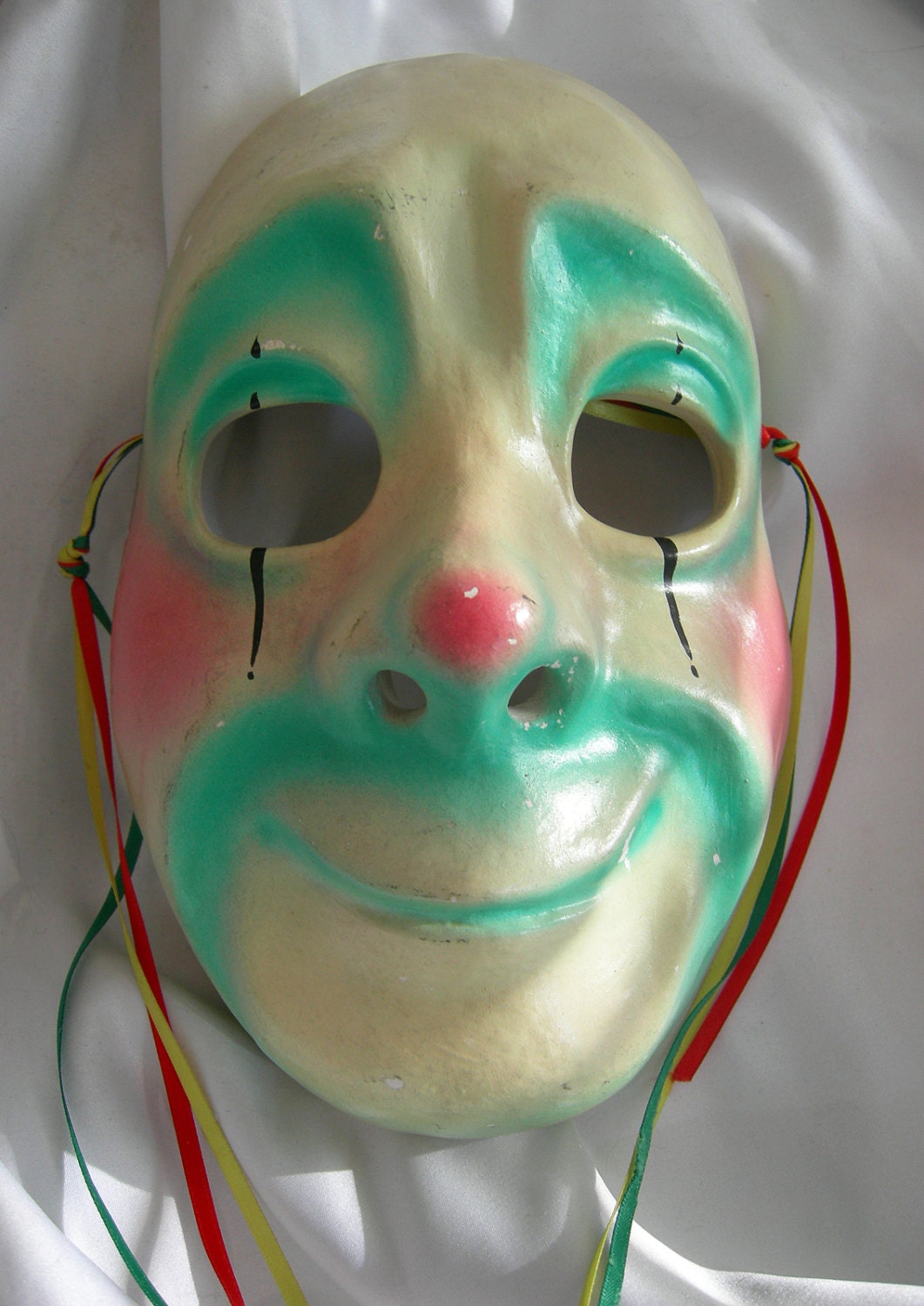 Ceramic Clay Mardi Gras Mask Wall Hanging Signed ULTIMATE
