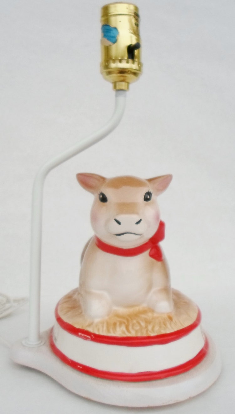 Vintage 1992 Ceramic Cassie The Cow Lamp by alsredesignvintage