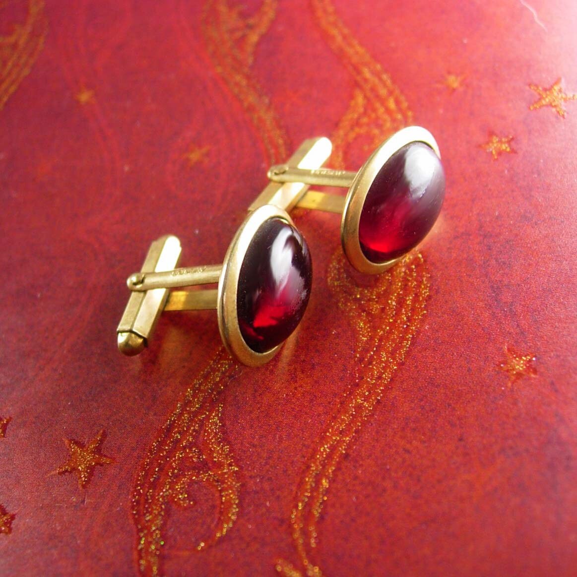 OXFORD Blood Red Cufflinks Vintage Men’s Designer Cuff Accessory ...