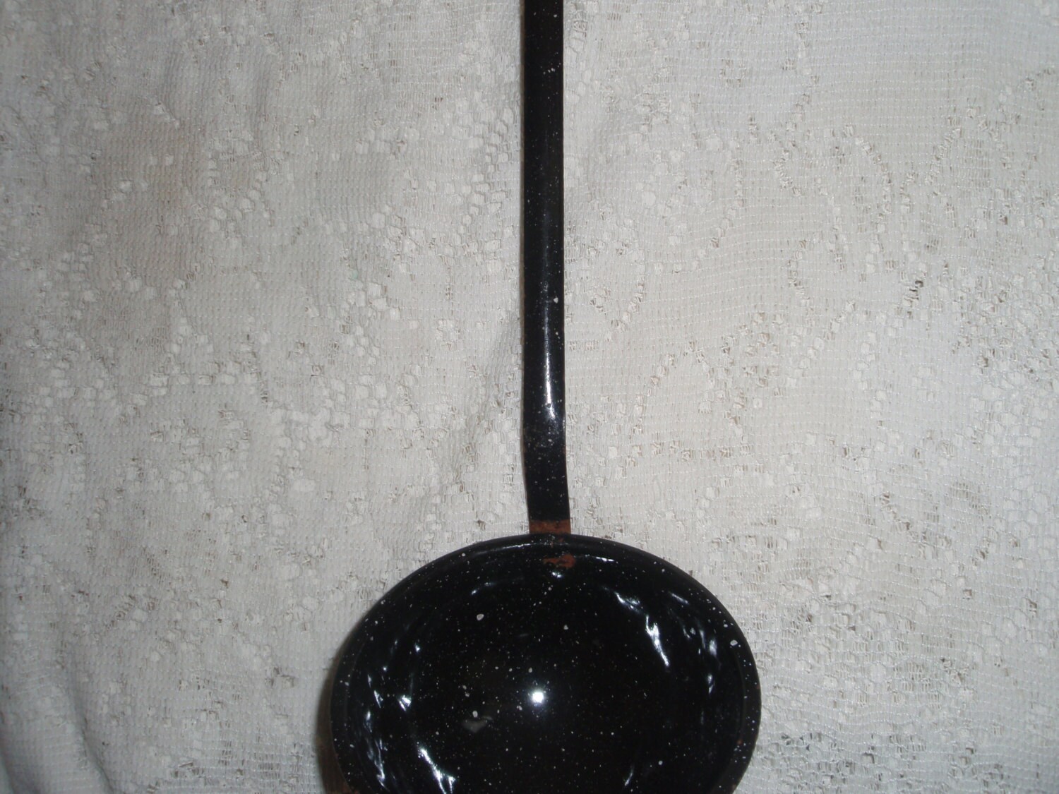 Black and White Enamel Ladle,Vintage Graniteware Farm House Dipper ...