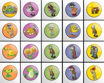 PLANTS vs ZOMBIES pinback buttons - a Set of 20 Video Game Badge Pins